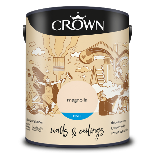 Crown Walls and Ceilings Matt Emulsion Magnolia 5L | Wall and Ceiling Paint