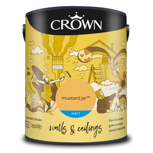 Crown Walls and Ceilings Matt Emulsion Mustard Jar 5L | Wall and ...